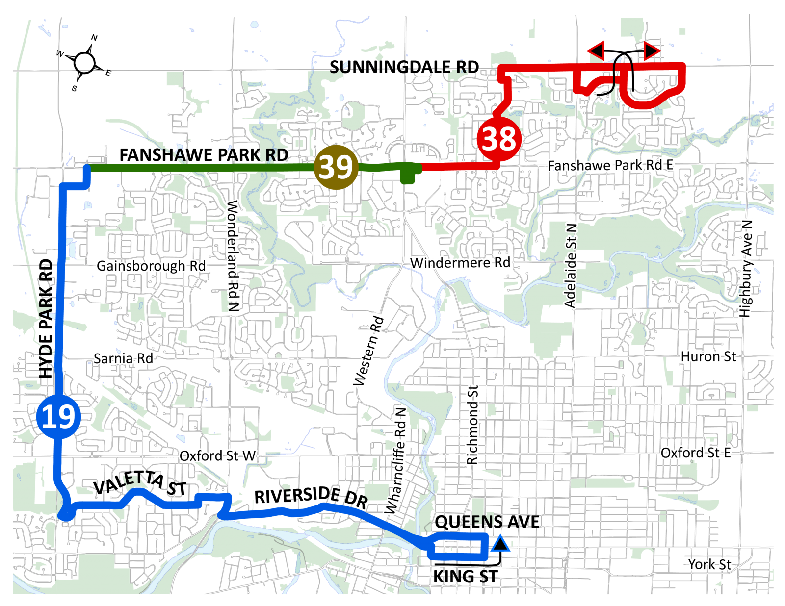 Route 19, 38, 39 Interline – London Transit Commission