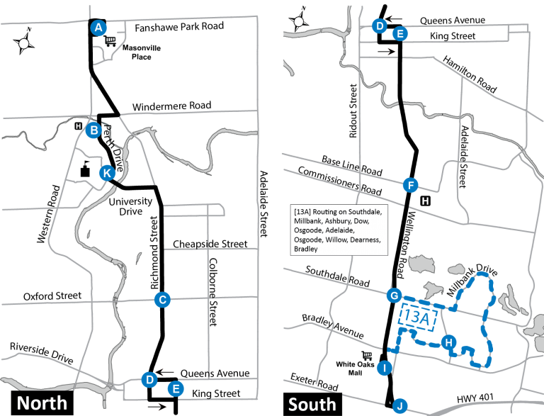 Route 13 – Masonville Place – White Oaks Mall – London Transit Commission