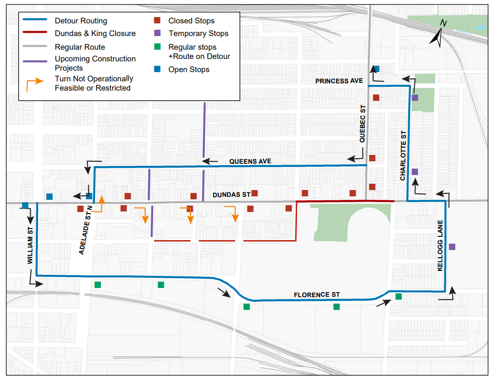 Route 20 Dundas Closure Detour – London Transit Commission